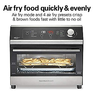 Hamilton Beach Air Fryer Countertop Toaster Oven, Includes Bake, Broil, and Toast, Fits 12” Pizza, 1800 Watts, 10 Cooking Modes + Digital Controls, Black & Stainless Steel
