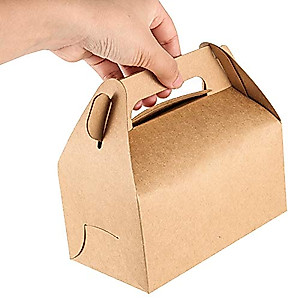 HAKZEON 120PCS 6.4 x 3.5 x 3.2 Inches Kraft Gable Treat Boxes, Reusable Brown Gable Boxes, Sturdy Candy Treat Box Party Favors Boxes for Baby Showers, Wedding Birthday Party Favors and Other Events