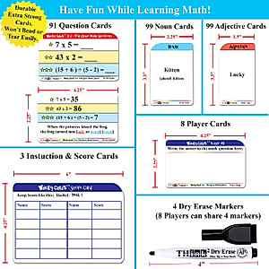 Think2Master Wacky Cards 3rd - 5th Grade. Math Card Game for Families & Classroom. Make Hilarious Sentences While Practicing Math Including Multiplication, Division & Algebra.