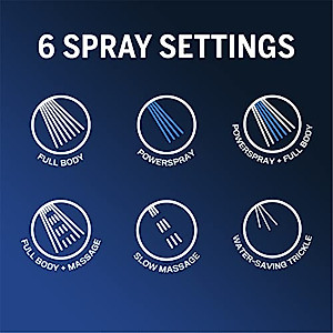 Waterpik High Pressure Hand Held Shower Head With Hose, Power Spray 6-Mode, Chrome VHX-663E