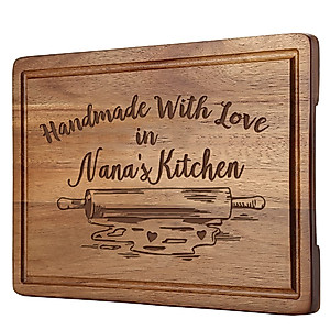 Gift for Nana, Hand made With Love in Nana's, Engraved Kitchen Cutting Board, Gifts for Mom, Grandma, Nana, Mother's Day Gift, Christmas Gift One Size