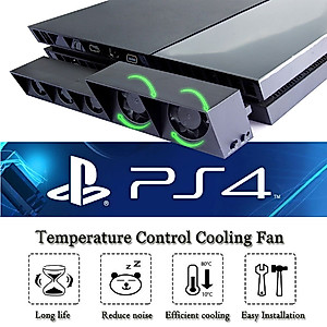 ElecGear Auto Cooling Fan for PS4, External USB Cooler Automatic Temperature Sensor Controlled Radiator Heat Exhaust Works with Playstation 4 CUH-1xxx