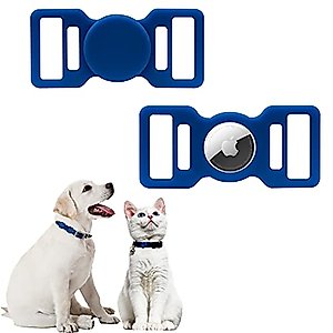 Sephonie Protective Airtag Case for Dog Cat & Pet Collar Tri-Glide Strap Slider Holder, Anti-Lost Shockproof Soft Silicone Apple Air Tag Bluetooth Tracker Finder Cover with 2 Slider Slot Size | Blue