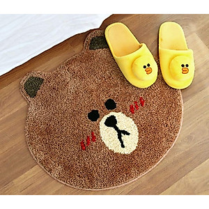 LINEFRIENDS Shy Brown Foot Mat, Bathroom Rug Face Floor Mat Character Deco Mat, Gift for Girls Boys Family Christmas Birthday Gift