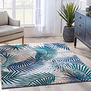 Well Woven Sono Blue Palms Botanical (5'3" x 7'3") Area Rug