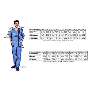 M&M Scrubs Men's Scrub Set Medical Scrub Tops and Pants (Large, Black)