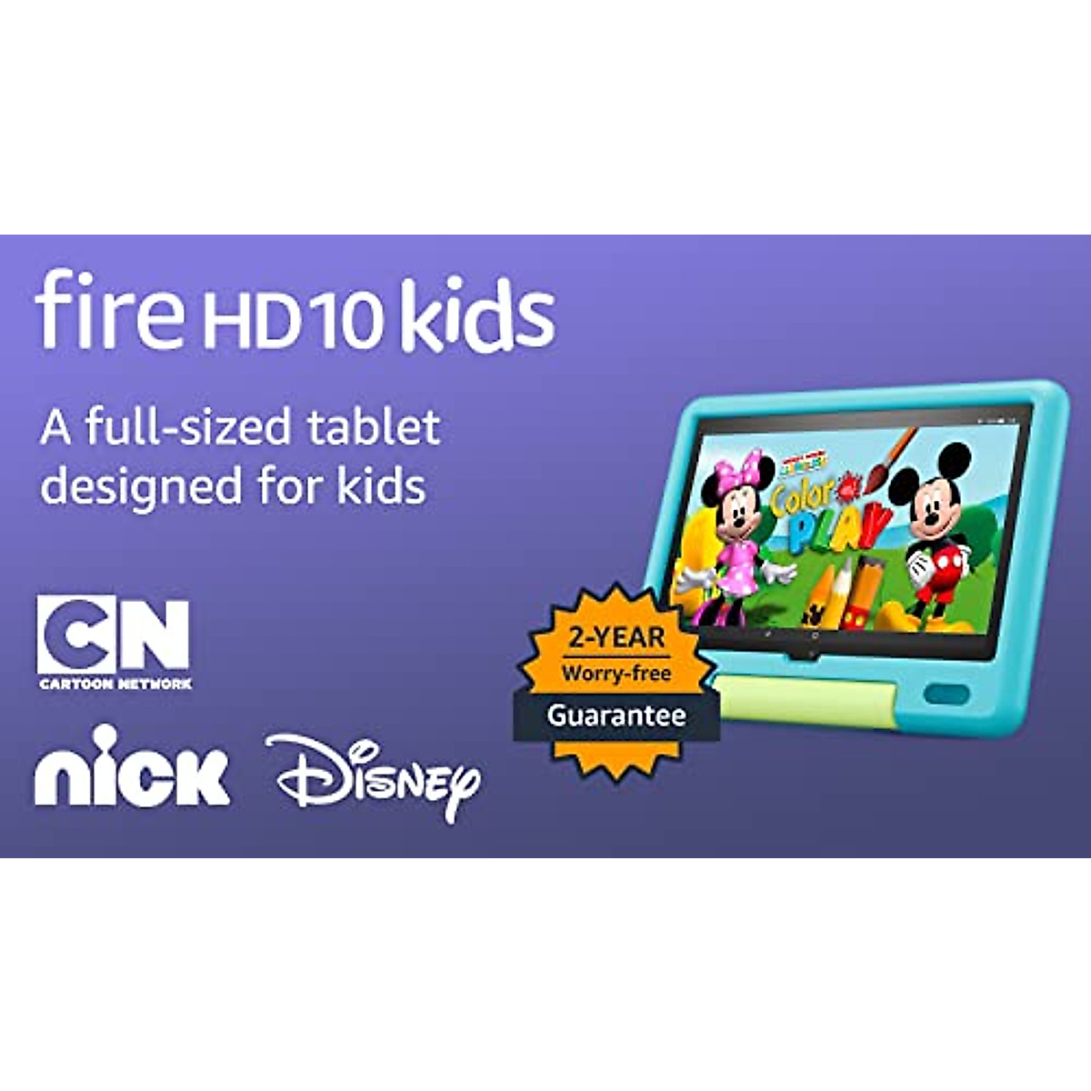 Amazon Fire HD 10 Kids tablet, 10.1", 1080p Full HD, ages 3–7, 32 GB, Aquamarine