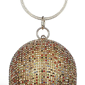 Sither Round Ball Handbag Purses for Women Evening Ball Handbag Purses Tassel Clutch Purses Shoulder Chain Bags for Party Prom Christmas Gift (gold color)