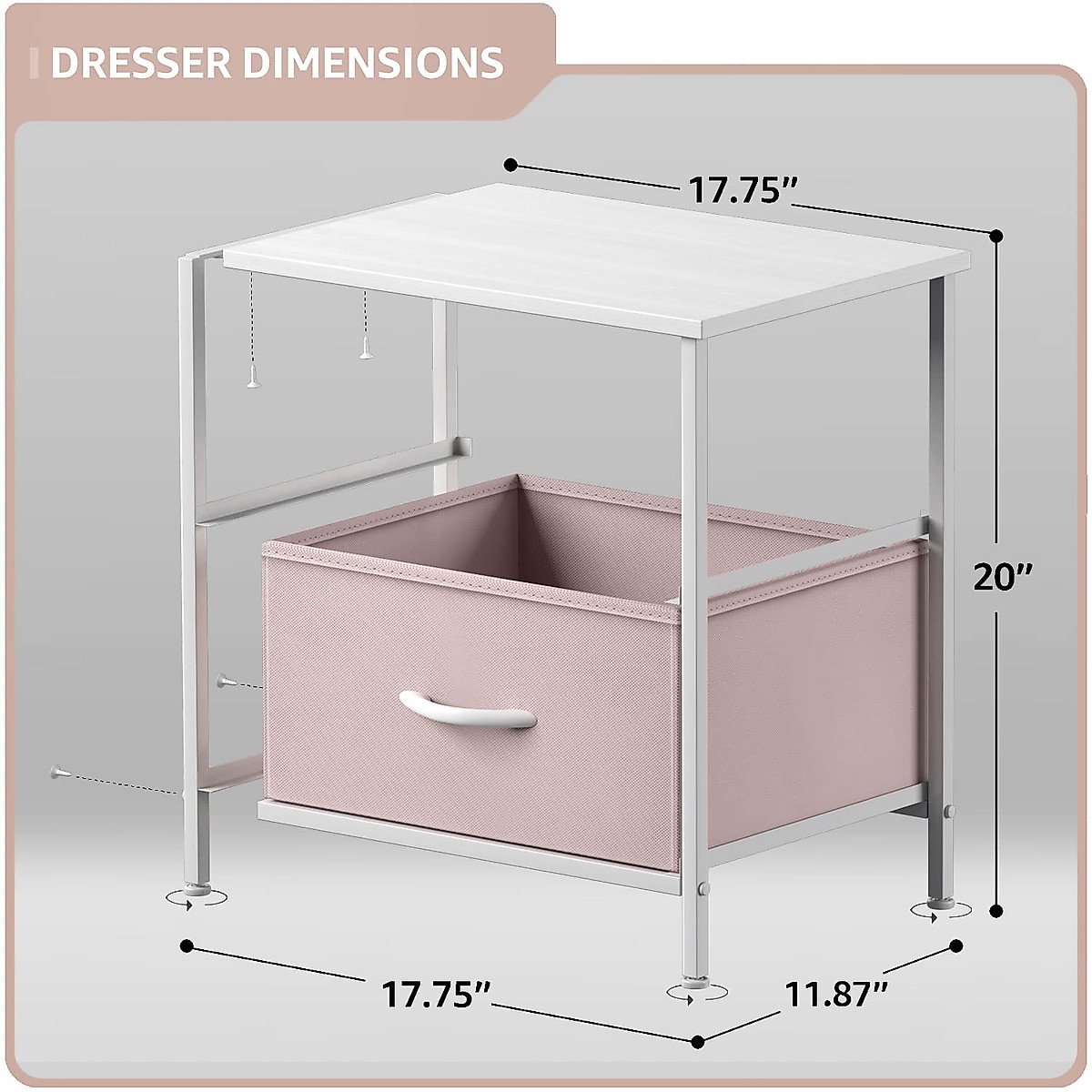 Sorbus Kids Dresser with 10 Drawers and 2 Drawer Nightstand Bundle - Matching Furniture Set - Storage Unit Organizer Chests for Clothing - Bedroom, Kids Rooms, Nursery, & Closet (Pink)