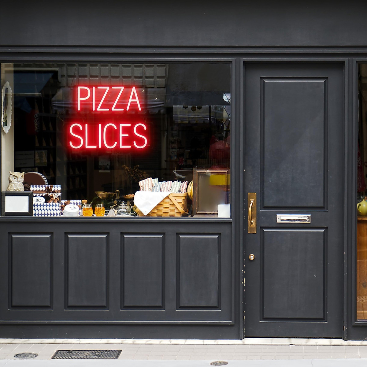 SpellBrite PIZZA SLICES Sign for Pizza Restaurants | Pizza-Related Signs with Neon Look, White LED Light | 20.8" x 15.0"