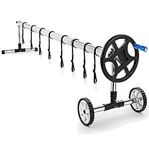 Nollapo 14 FT Pool Reel Aluminum Solar Swimming Inground Pool Cover Reel Set