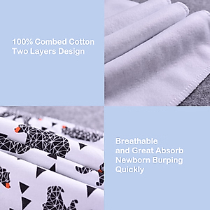 Gelisite 6 Pack Cotton Baby Burp Cloths Extra Absorbent Soft for Baby Boys and Girls Spit Up Cloth (Black)