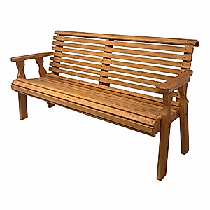 Amish Heavy Duty 800 Lb Roll Back Pressure Treated Garden Bench (4 Foot, Cedar Stain)