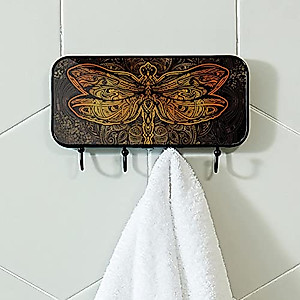 Vintage Retro Dragonfly Personalized Adhesive Hooks Towel Hooks Wall Hooks for Kitchen Bathroom