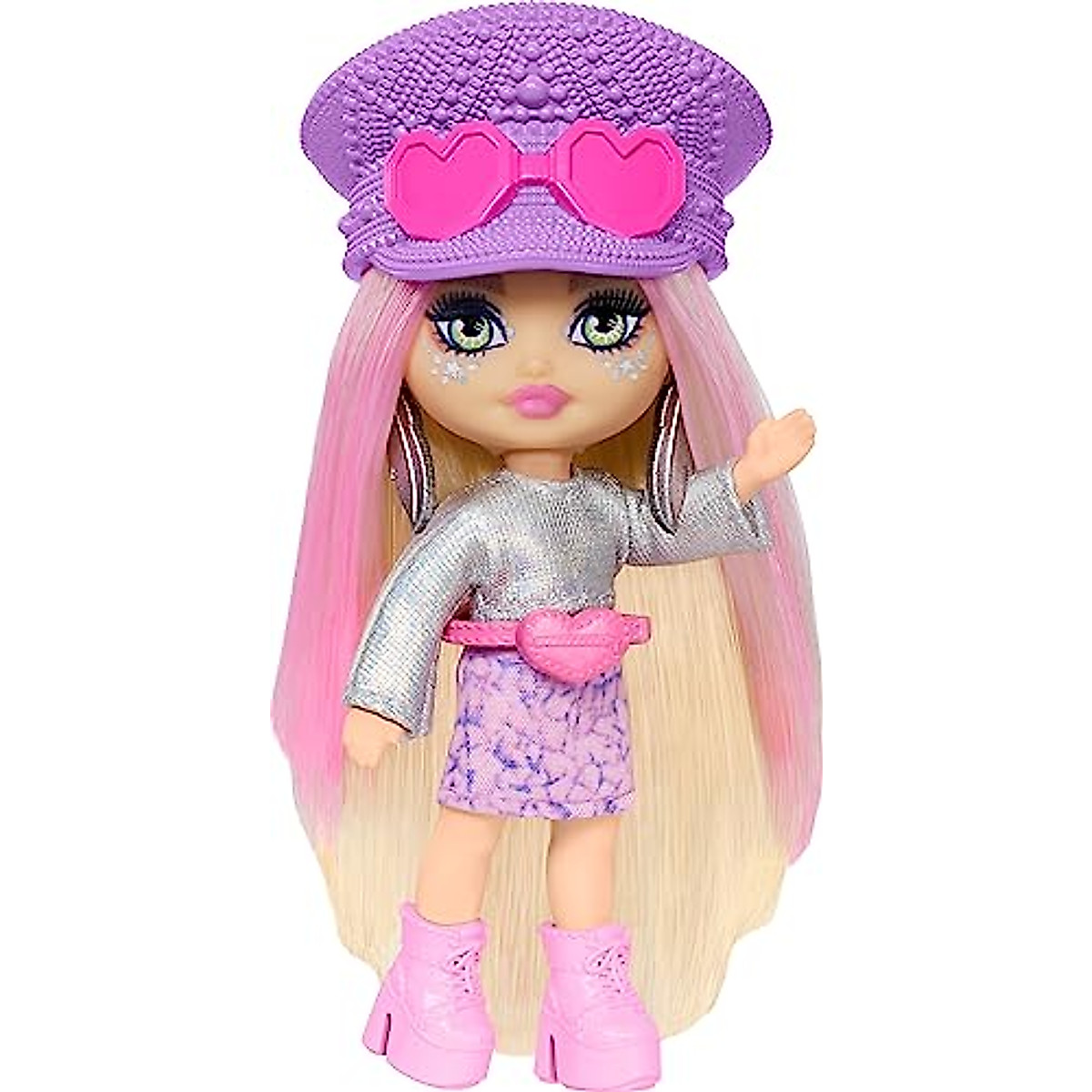 Barbie Extra Mini Minis Travel Doll with Metallic Desert Fashion and Festival Accessories, Barbie Extra Fly Small Doll