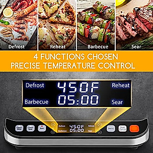 10 in 1 Panini Press Sandwich Maker, Taylor Swoden 1600W Electric Indoor Grill with Non-Stick Double Sided Plates, LED Touch Screen, Independent Temperature Control, Opens 180 Degrees, Stainless Steel