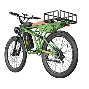 Freego Electric Bike for Adults, 1000W/48V/20Ah, F4 Electric City Bike 24 x 2.4 MTB Tires Ebike Electric Bicycles Removable Battery, 28MPH & 40 Miles, with Rear Cargo Rack