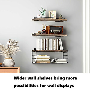 YXDXF Bathroom Shelves Over Toilet, Wall Mounted Bathroom Floating Shelves for Wall Farmhouse Bathroom Decor Toilet Paper Storage Wall Shelves, Dark Brown (16.2 Inch Set of 3)