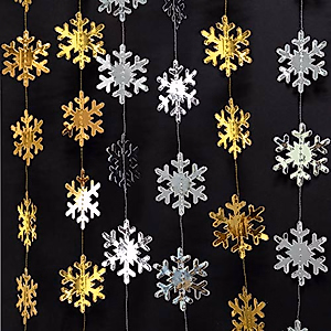 Winter Wonderland Shining Silver Gold Snowflakes Garland Kit Christmas Hanging Decoration Winter Wonderland Party Decor Kids Frozen Birthday Christmas Tree Decor/New Year/Baby Shower