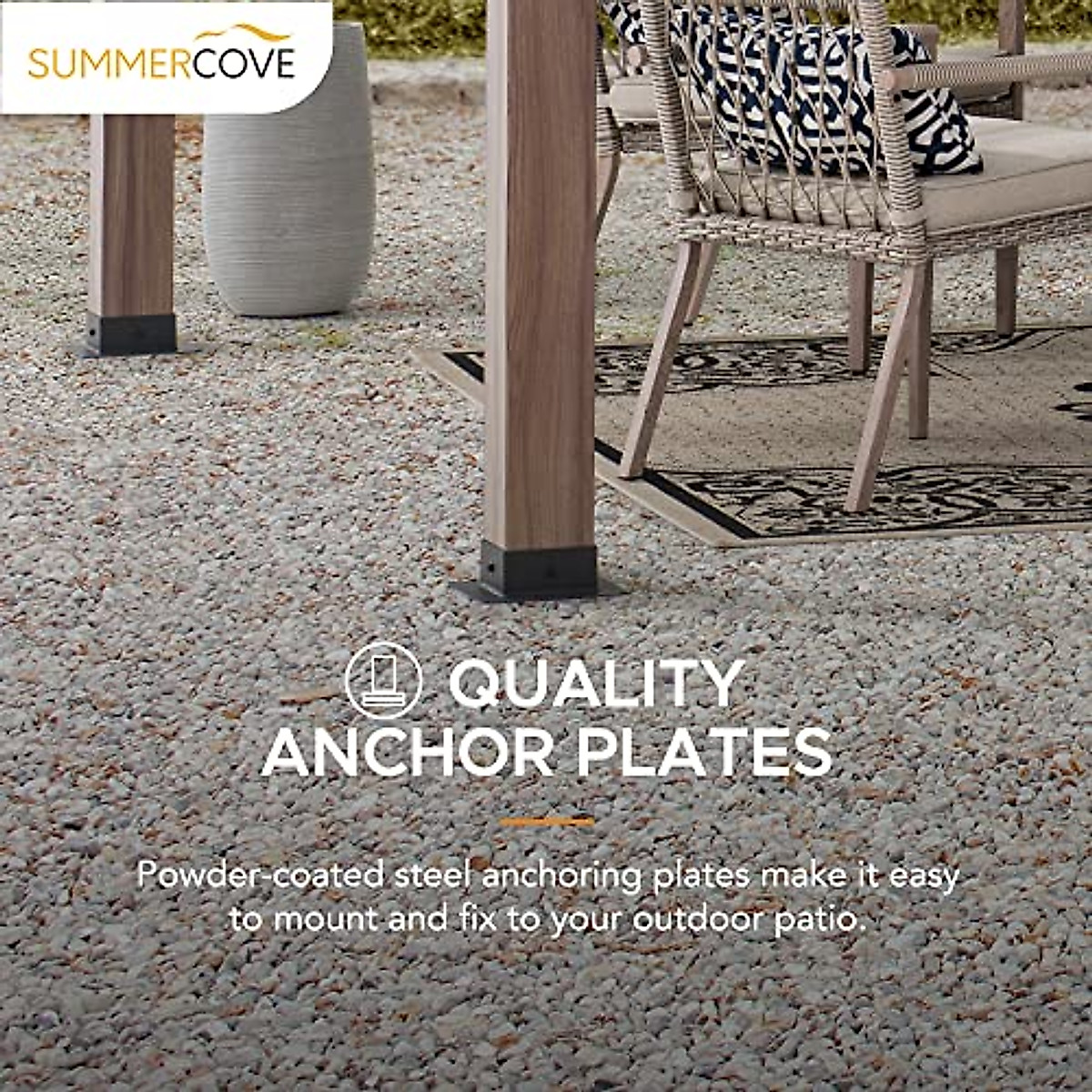 Sunjoy Outdoor Pergola 10 x 12 ft. Steel Frame Pergolas with Nature Wood Grain Finish for Patio, Garden and Backyard Activities by SummerCove