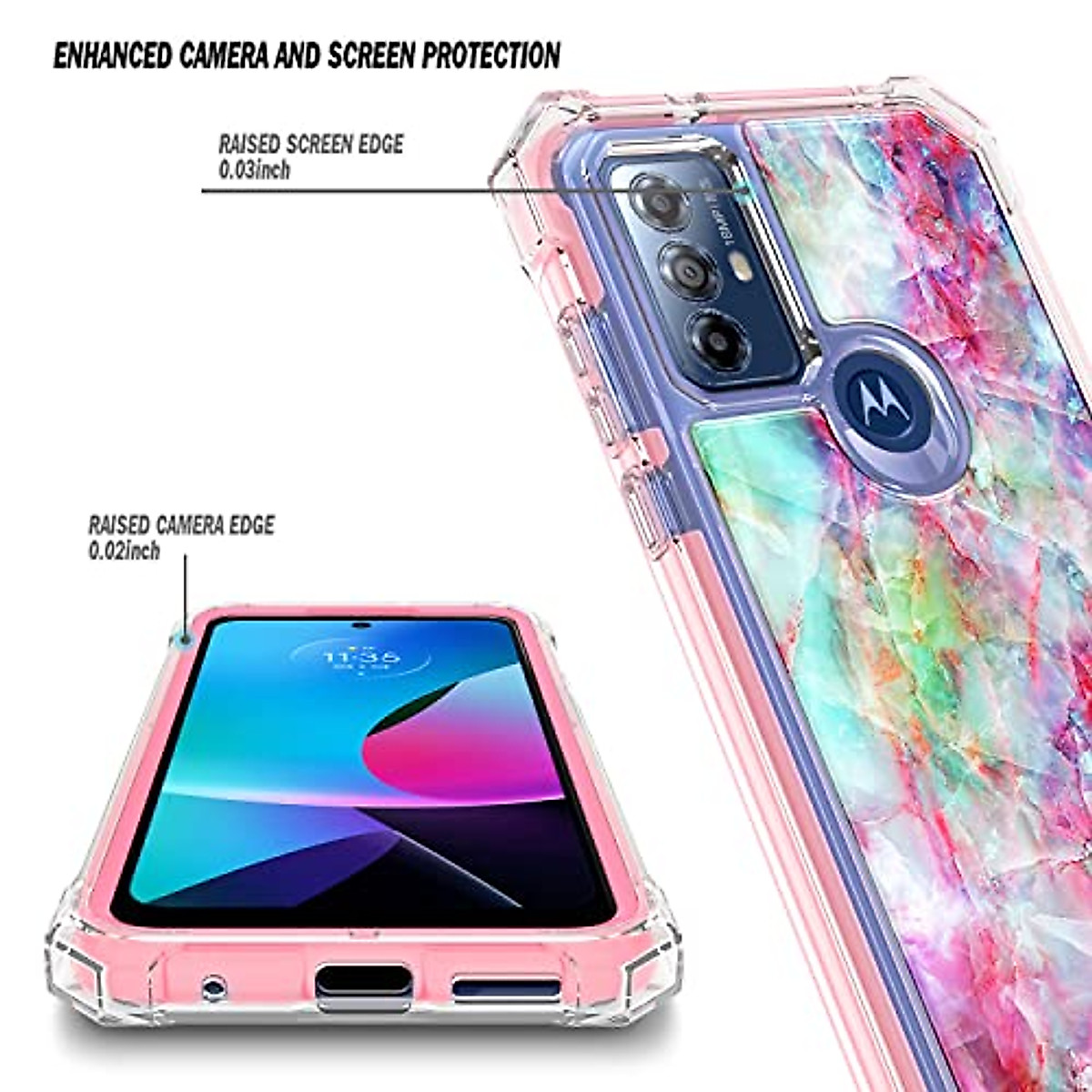 NZND Compatible with Motorola Moto G Play (2023) Case, Moto G Pure/Moto G Power (2022) with [Built-in Screen Protector], Full-Body Shockproof Protective Rugged Bumper Cover Durable Case (Fantasy)