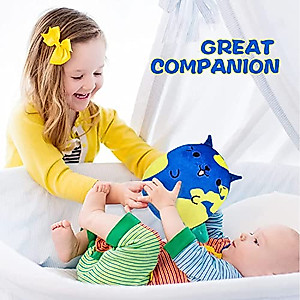 Weighted Cat Stuffed Animals 10" Big Kawaii Cute Plushie for Girls Boys Anxiety, Anime Cat Plush Toy, Kitten Soft Plushy for Christmas Stocking Stuffers Party Favors Birthday Gift for Kids (Blue1)