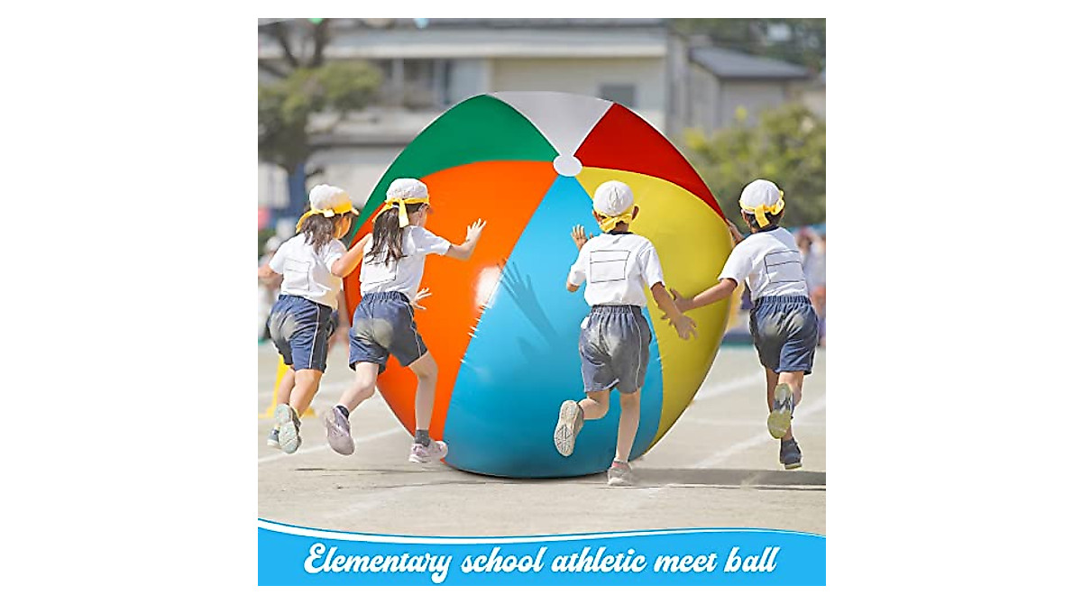 Giant 6FT Beach Balls - 3-Pack Rainbow Inflatable Fun