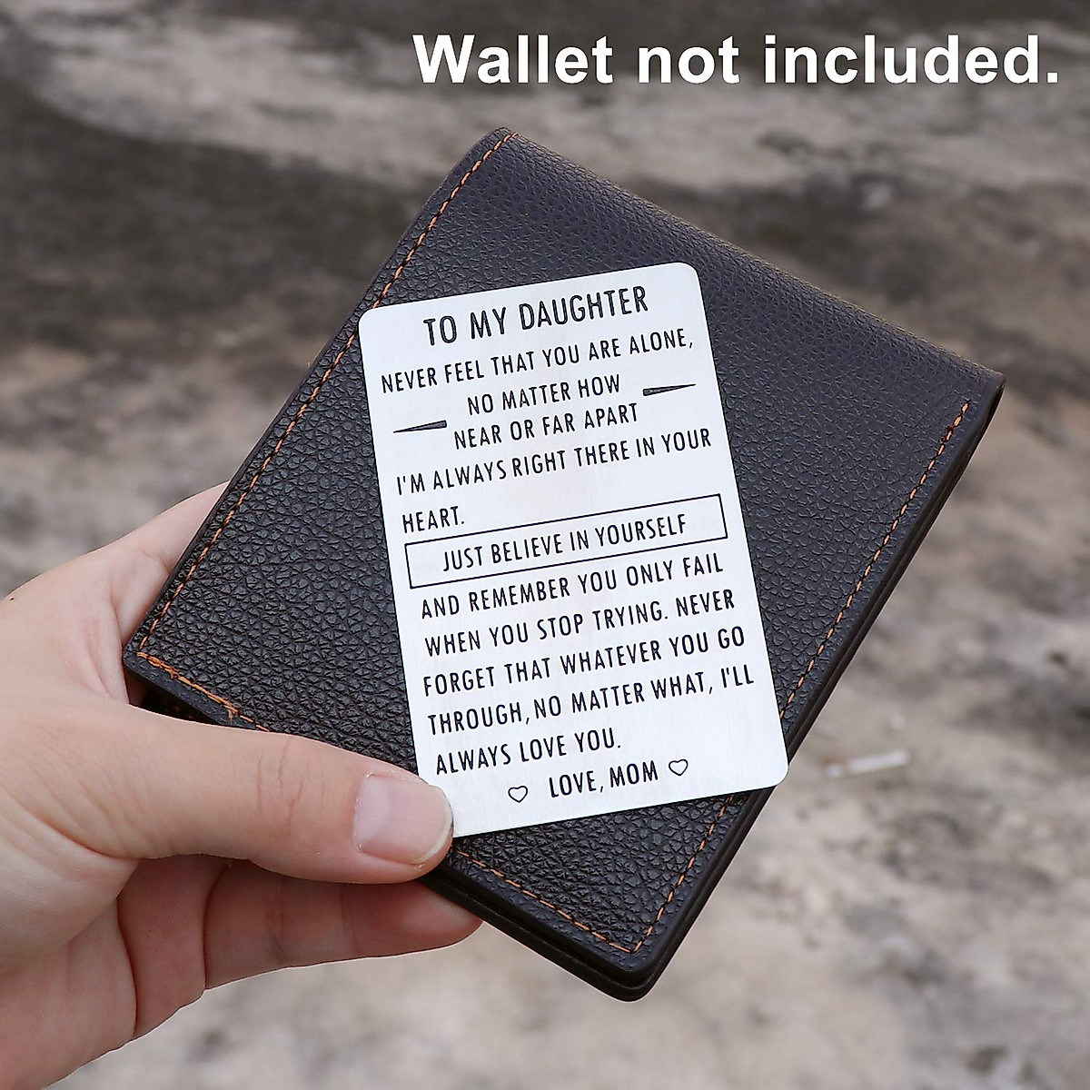 XYBAGS Gifts for Daughter from Mom, To My Daughter Engraved Wallet Card Inserts with Inspirational Quotes, Christmas, Birthday, Graduation, Gift Ideas