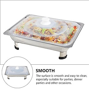 DOITOOL 1 Set Four-Legged Fish Grill Square Buffet Tray Buffet Plate Stainless Steel Food Tray Versatile Food Plate Food Holding Plate Buffet Supply Restaurant Accessory Square Food Plate
