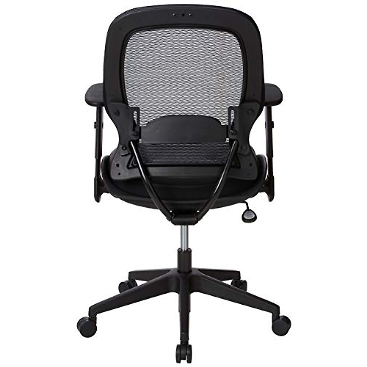 SPACE Seating AirGrid Back and Padded Bonded Leather Seat, 2-to-1 Synchro Tilt Control, Adjustable Arms, Nylong Base Adjustable High Back Managers Chair, Black