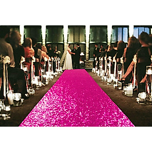 ShinyBeauty 4FTx15FT-Sequin Aisle Runner-Fuchsia Sparkly Carpet Runner for Wedding/Christmas/Thanksgiving Decor