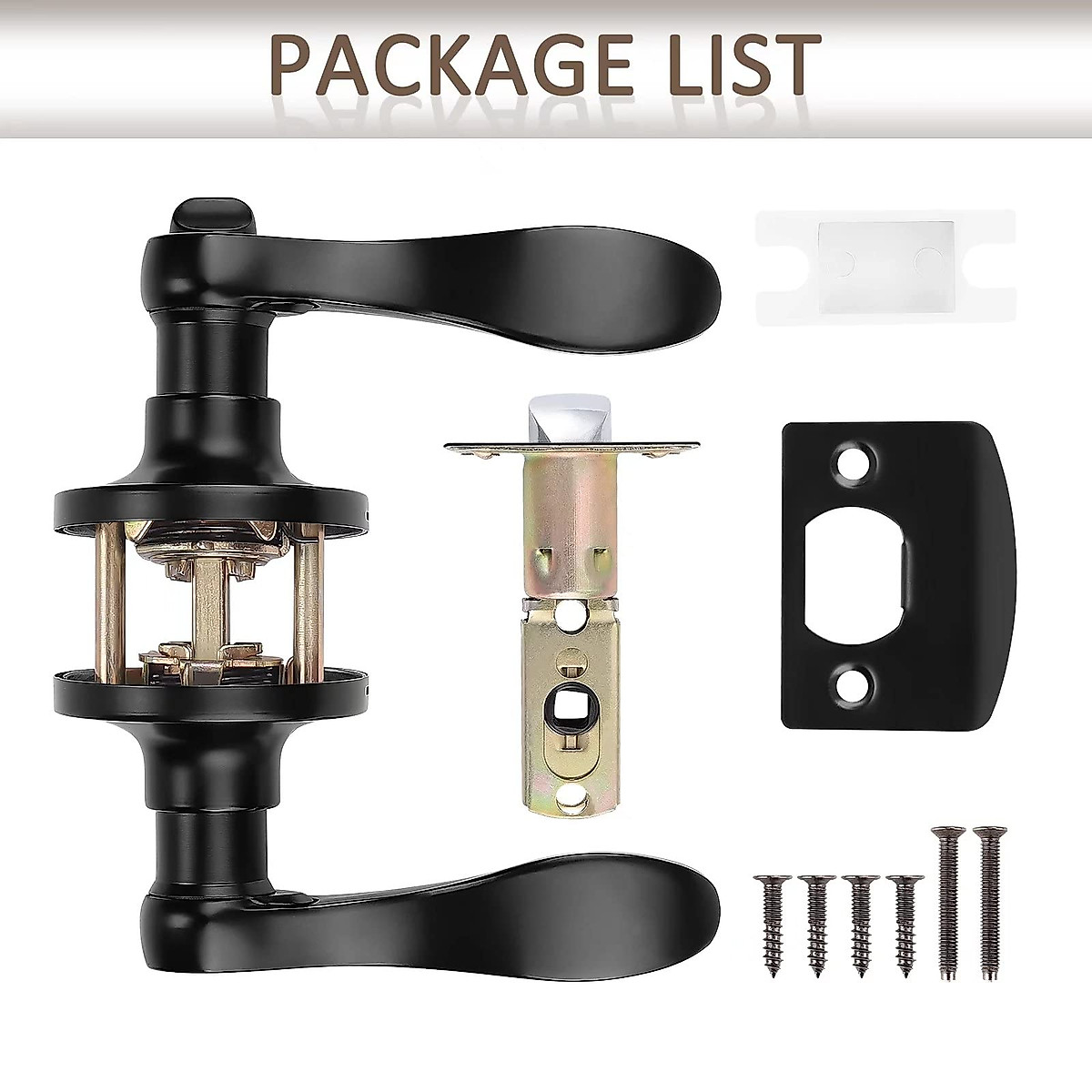 Probrico (10 Pack Privacy Door Lever,Locking Black Door Handle Set for Bathroom & Bedroom Doors,Keyless Interior Door Handle Black Finish Wave Door Lock, Reversible Right & Left Side Handed