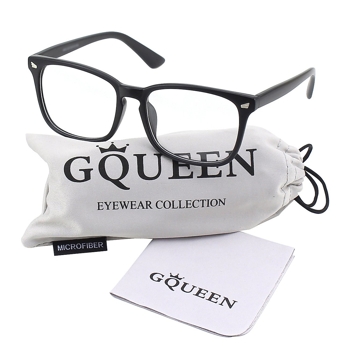 GQUEEN Fashion Glasses Non Prescription Fake Glasses for Women Men Clear Lens Square Matte Black, 201582