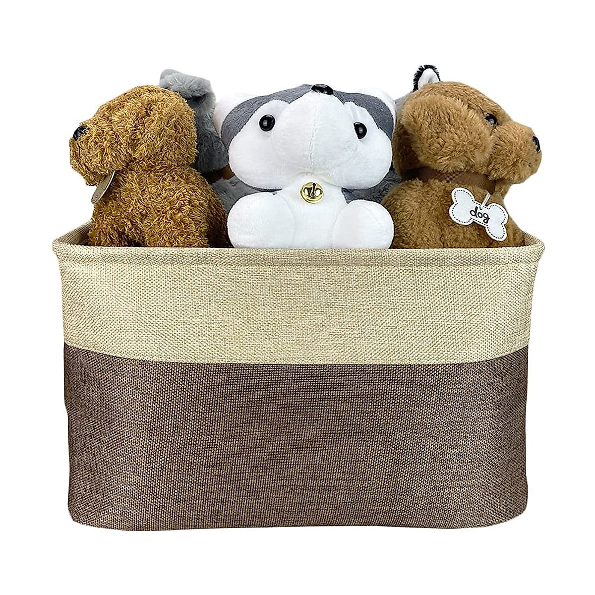 MALIHONG Personalized Foldable Storage Basket with Cute Dog Labrador Collapsible Sturdy Fabric Pet Toys Storage Bin Cube with Handles for Organizing Shelf Home Closet, Brown and White