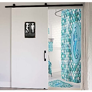 Funny Mermaid Pirate Vintage Restroom Door Sign Bathroom Decor Use For Nautical,Mermaid,Pirate,Beach,Ship Themed Wall Decor 12" * 8" (515)