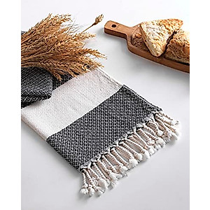 Die Caprie Turkish Hand Towels Set of 2 | 100% Cotton, 16 x 40 Inches | Decorative Bathroom Towel for Hand, Face, Gym, Yoga, Dishcloth, Kitchen and Bath(2 Hand Towels, Black)