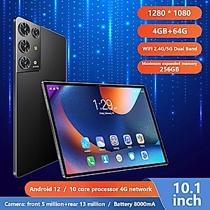 YLOMAY 10.1" Android 12Tablet PC, 4GB+64GB ROM/256G Expandable Computer Tablets, 10 Core IPS HD Ultra-Thin Screen| 2.4G+5G WiFi Bluetooth| Dual SIM Voice Calls GPS 13MP Cameras 