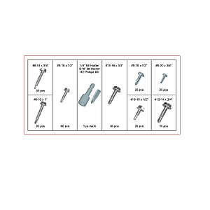 SWORDFISH 32360-253pc Self Drill & Tap Screw Assortment Hex Washer Head Self-Drilling/Tapping Screw/Hex Washer Head Tek Screw Assortment