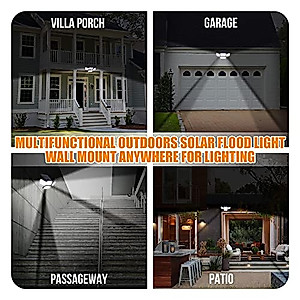 SOARCHICK 4 Heads Solar Outdoor Lights IP65 Waterproof Solar Powered Motion Sensor Security Lights 288 LED 3000LM Outdoor Flood Lights Adjustable Wide Angle for Yard Garden Garage Pathway Patio 1 Pack