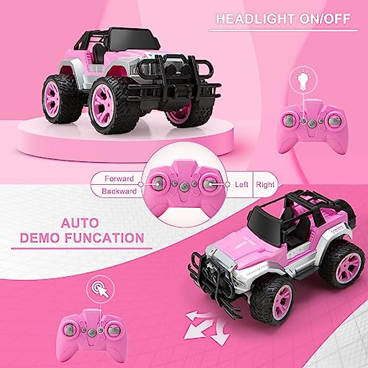Carox Remote Control Car for Girls, Pink RC Car with Doll and Sticker for Ages 4-10 Years Old Girls, 80 mins with Rechargeable Battery, 1:16 Scale 2.4Ghz, Birthday for Grils,OX11S