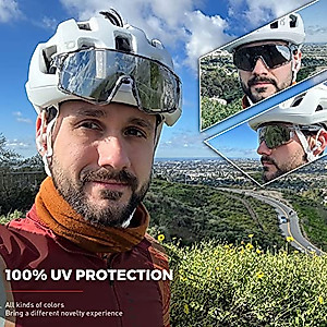 KAPVOE Polarized Cycling Glasses For Men Women MTB Glasses Mountain Bike Glasses TR90 Sport Sunglasses Bicycle Riding Glasses Biking Glasses Road Bike Sunglasses Running Golf Cycle Glasses Silver