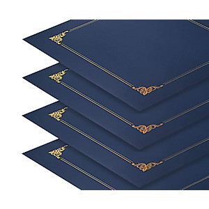 Better Office Products 25 Pack Navy Blue Certificate Holders, Diploma Holders, Document Covers with Gold Foil Border, for Letter Size Paper, 25 Count, Blue