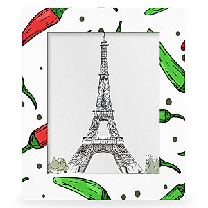 Pardick Chilli Peppers 4x6 Picture Frame, Green Red Chilli Wooden Photo Frames for Tabletop and Wall Display, Picture Frame Home Office Decor