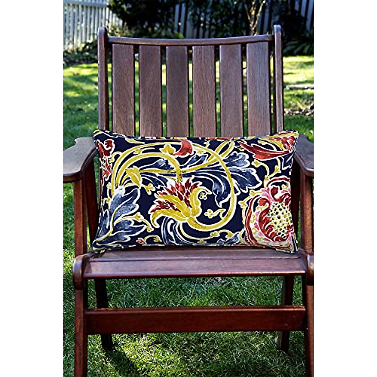 FBTS Prime Pack of 2 Outdoor Waterproof Decorative Lumbar Pillows with Inserts for Patio Furniture, 20x12 Inch Fade Resistant Patio Garden Lumbar Cushions for Couch Bed Sofa, Jacobean Navy