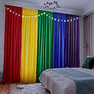 Rainbow Backdrop Curtains Rainbow Birthday Decorations for Unicorn Birthday Party Baby Shower Girl Decorations 5 Panels 2.5×7ft