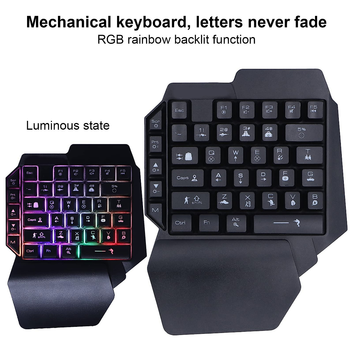Archuu Wireless One-Handed Mechanical Keyboard,35 Keys RGB Gaming Keypad,Colorful Backlit USB Wired Gaming Keyboard,Single Hand RGB Mechanical Gaming Keyboard,Multicolor