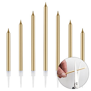 IBLESSU 48 Pcs Birthday Candles - Long Birthday Candles, Cake Candles, Tall Birthday Candles, Party Candles, Cake Candles for Birthday Wedding Decorations Champagne Gold Birthday Candle