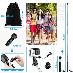 Luxebell Action Camera Accessory Kit for GoPro Hero Black Silver 12 11 10 9 8 7 6 5 4 Session Max Akaso Xiaomi Accessories Tripod Head Chest Bike Mount With Case