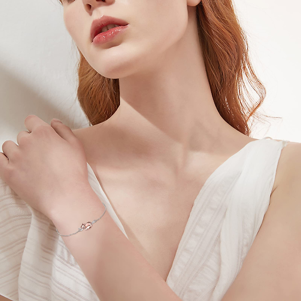 ONEFINITY Fox Bracelet 925 Sterling Silver Tree Branch Origami Fox Bracelet Jewelry for Women