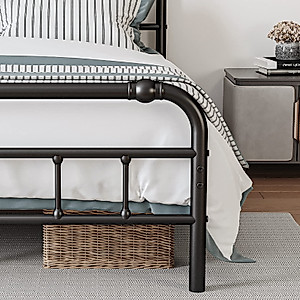 BOSRII Twin Size Bed Frame with Headboard and Footboard, 18 Inches High, 3500 Pounds Heavy Duty Metal Slats Support for Mattress, No Box Spring Needed,Noise-Free, Black